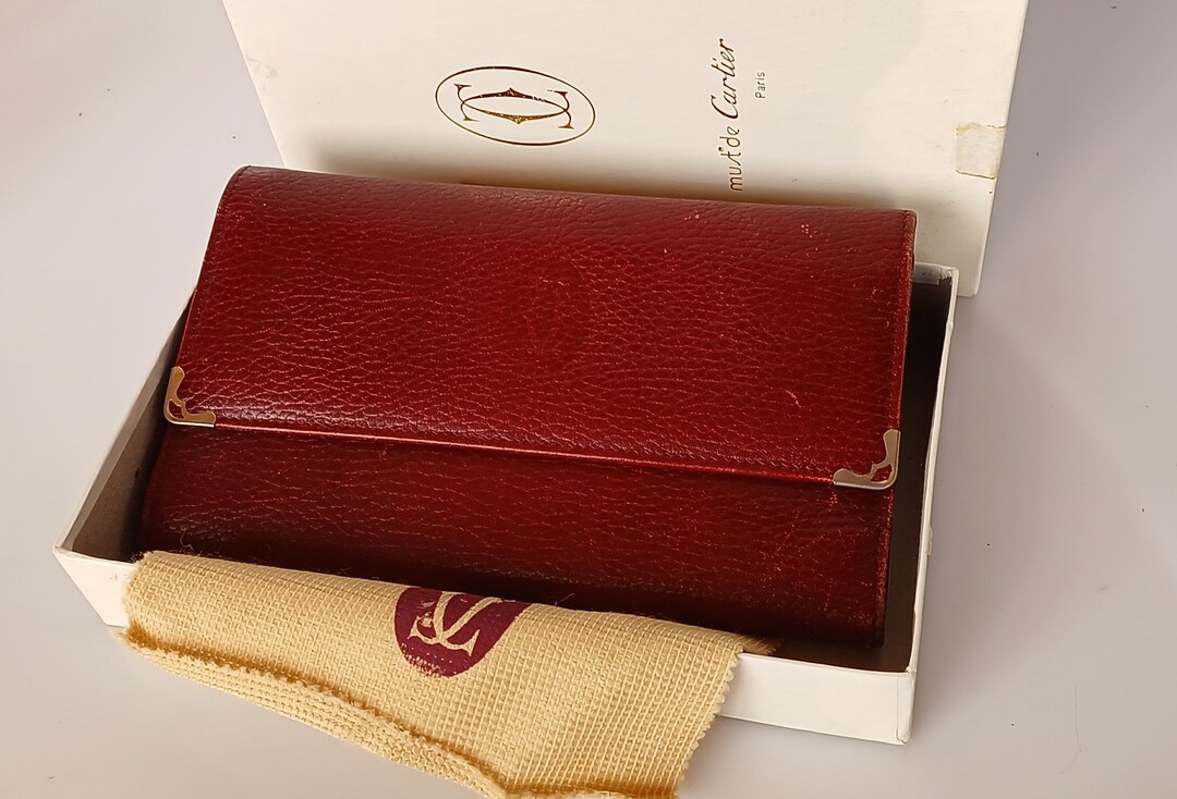 CARTIER Vintage 80s Genuine Leather Long Wallet - Etsy