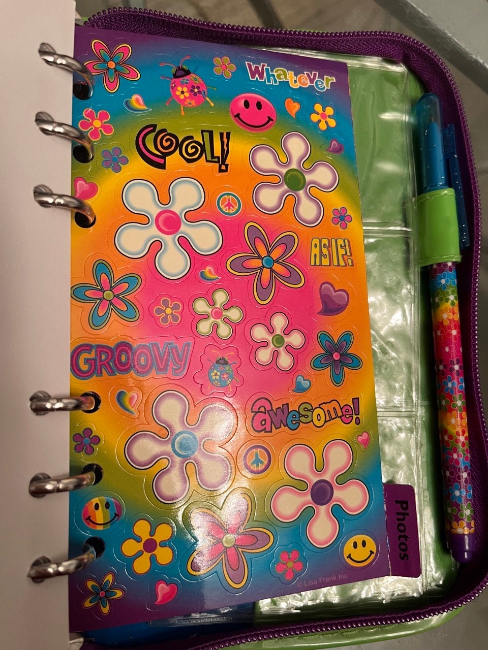 Lisa Frank Mini Binder Organizer Planner Zipper Groovy Y2K Flower ...