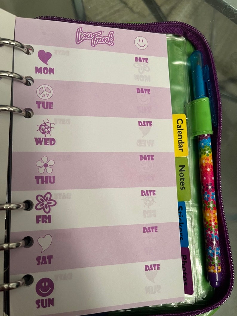 Lisa Frank Mini Binder Organizer Planner Zipper Groovy Y2K Flower ...