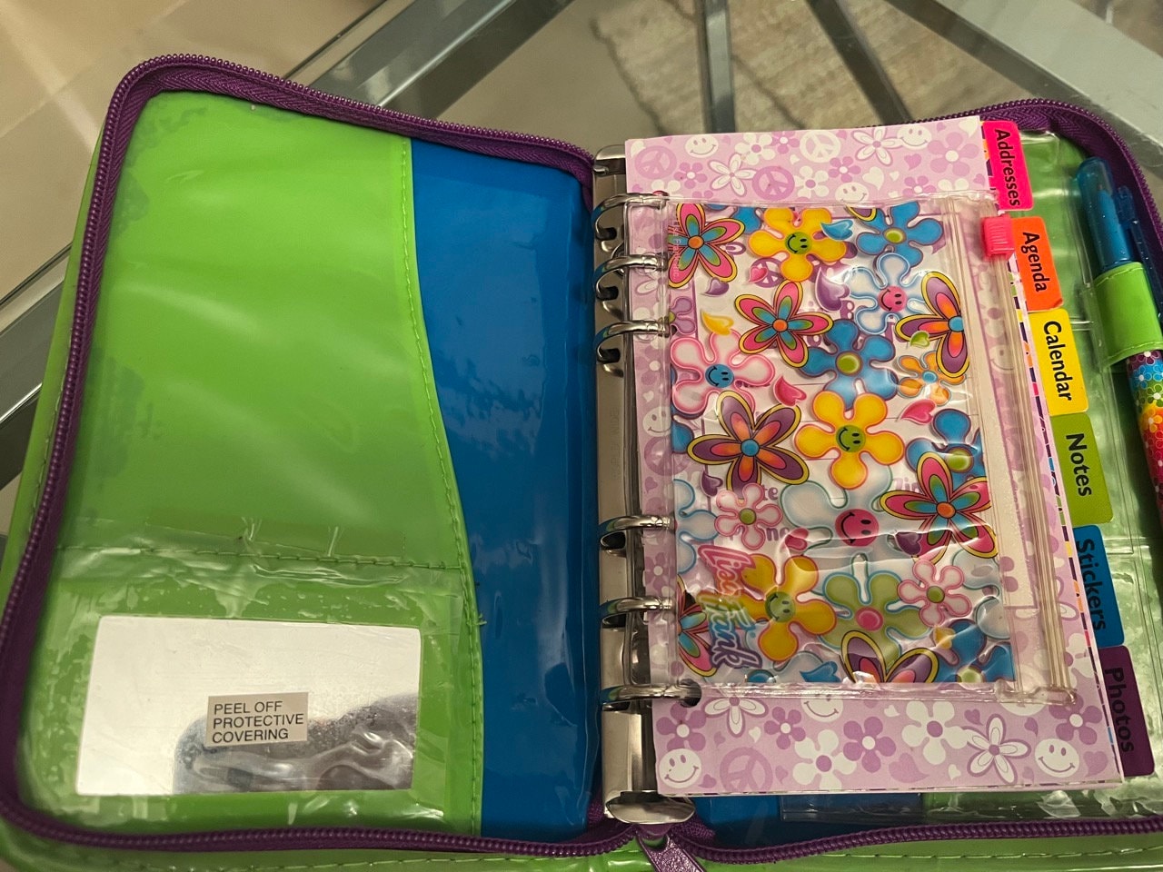 Lisa Frank Mini Binder Organizer Planner Zipper Groovy Y2K Flower ...