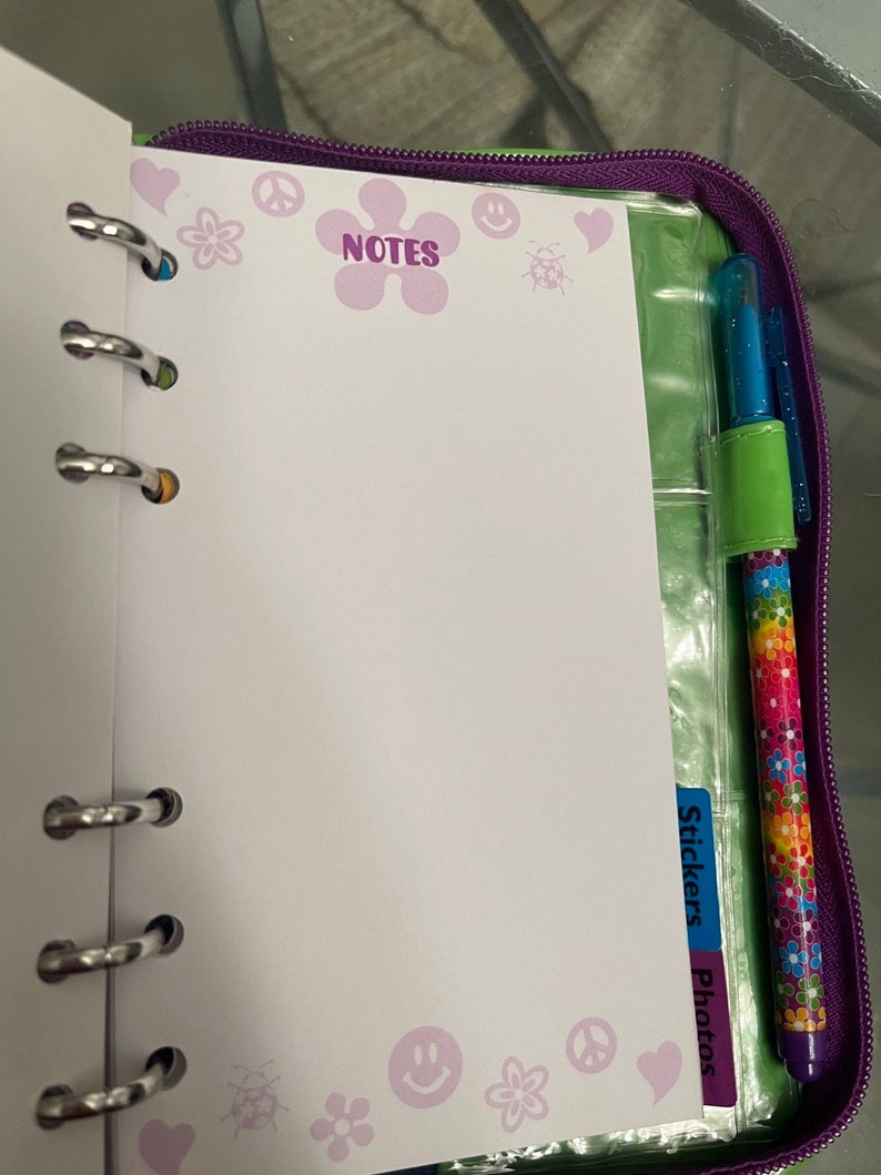 Lisa Frank Mini Binder Organizer Planner Zipper Groovy Y2K Flower ...