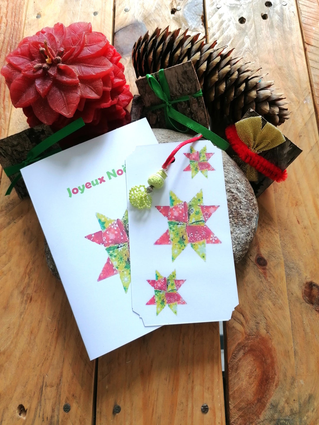 Christmas Bookmarks and Red Star Card - Etsy