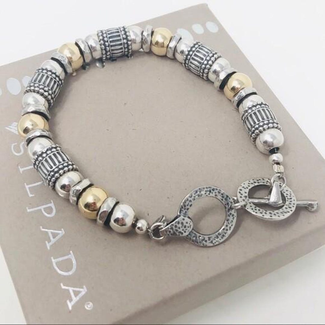 Silpada 925 Sterling Silver and 14k Gold Filled Bead Bracelet With ...