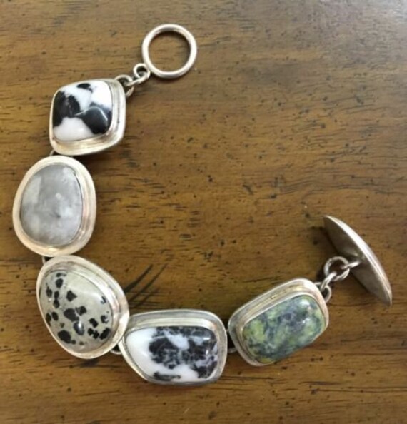 Silpada Sterling Silver Zebra Dalmatian Jasper Toggle… - Gem