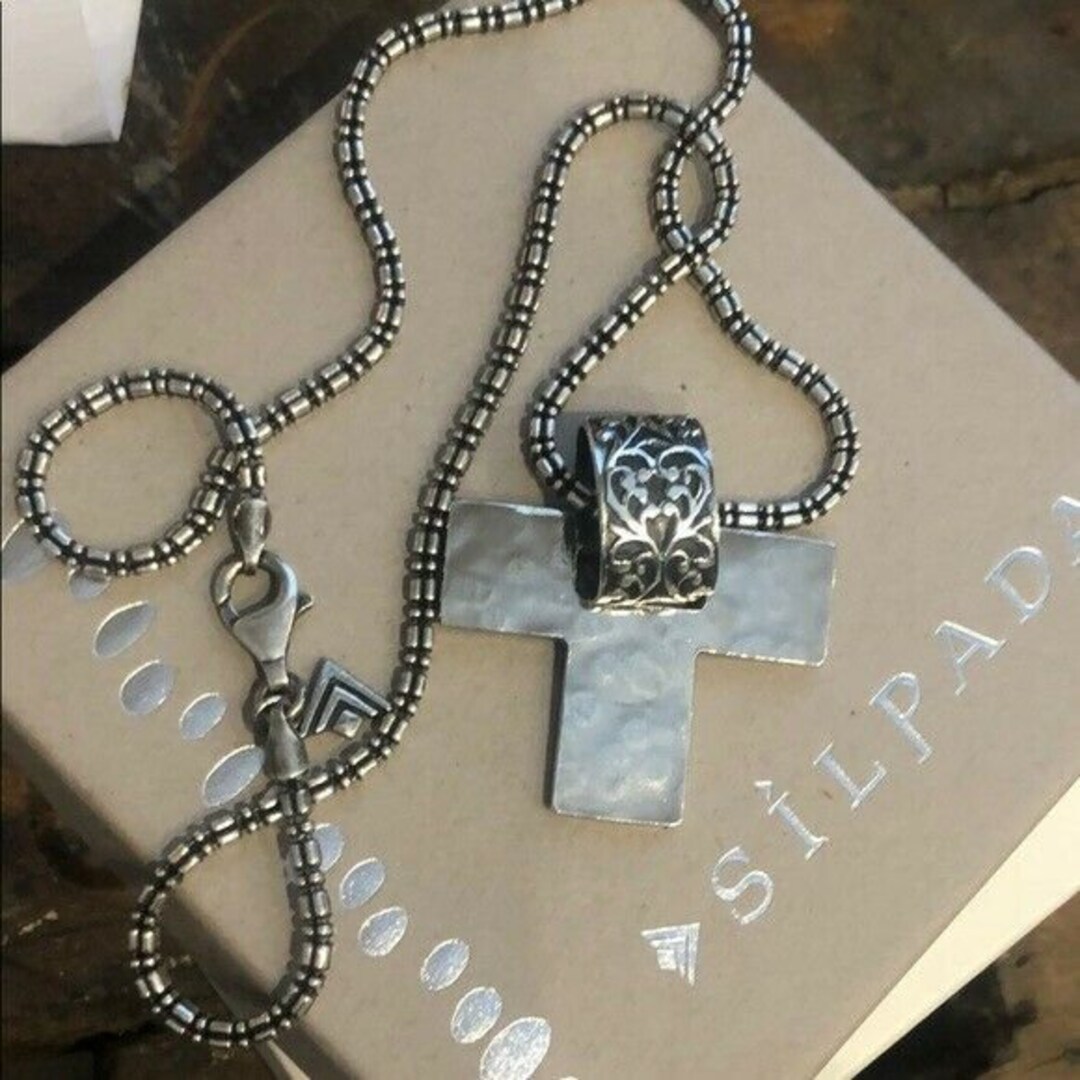 Silpada N2078 Oxidized 925 Sterling Silver Necklace And Filigree Cross