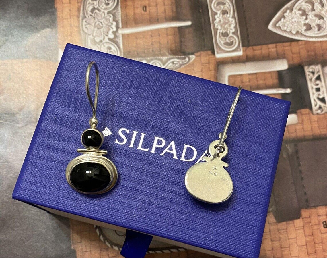 Silpada 925 Sterling Silver DLB Black Onyx Drop Earrings W0461 - Etsy