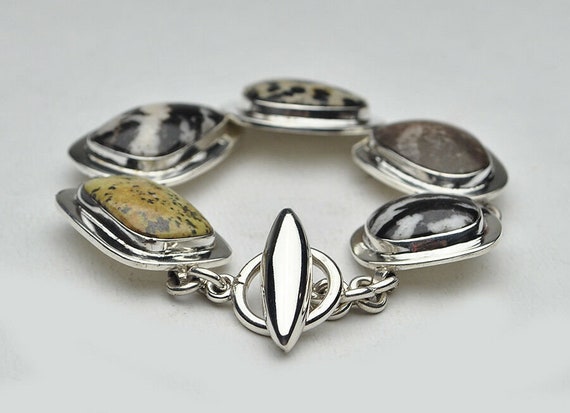 Silpada Sterling Silver Zebra Dalmatian Jasper Toggle… - Gem