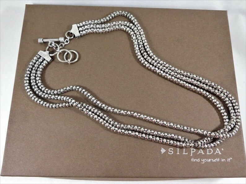Silpada Oxidized Sterling Silver Triple Strand Popcorn Necklace Retired ...