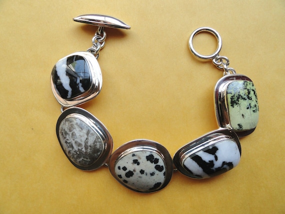 Silpada Sterling Silver Zebra Dalmatian Jasper Toggle… - Gem
