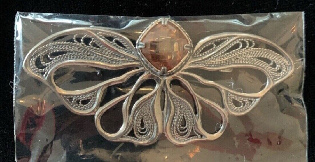 Silpada Sterling Silver Butterfly Brooch: Champagne CZ Lacy Pin - Etsy