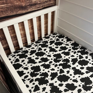 Cow Print Cotton Crib Sheet- Cot- Baby- Nursery- Pack and Play- Funny ...