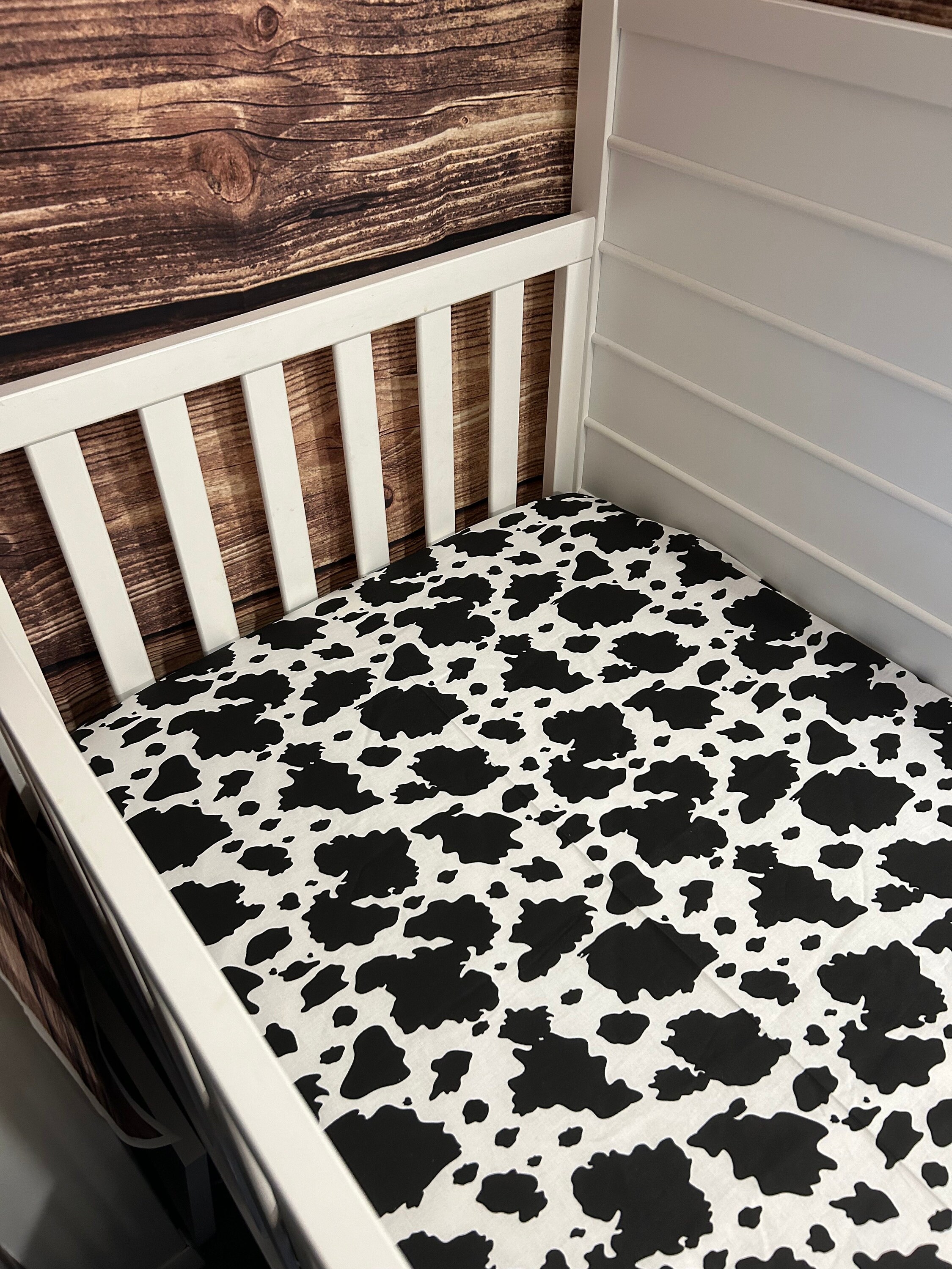 Cow Print Cotton Crib Sheet Cot Baby Nursery Pack and Play Funny Gift ...