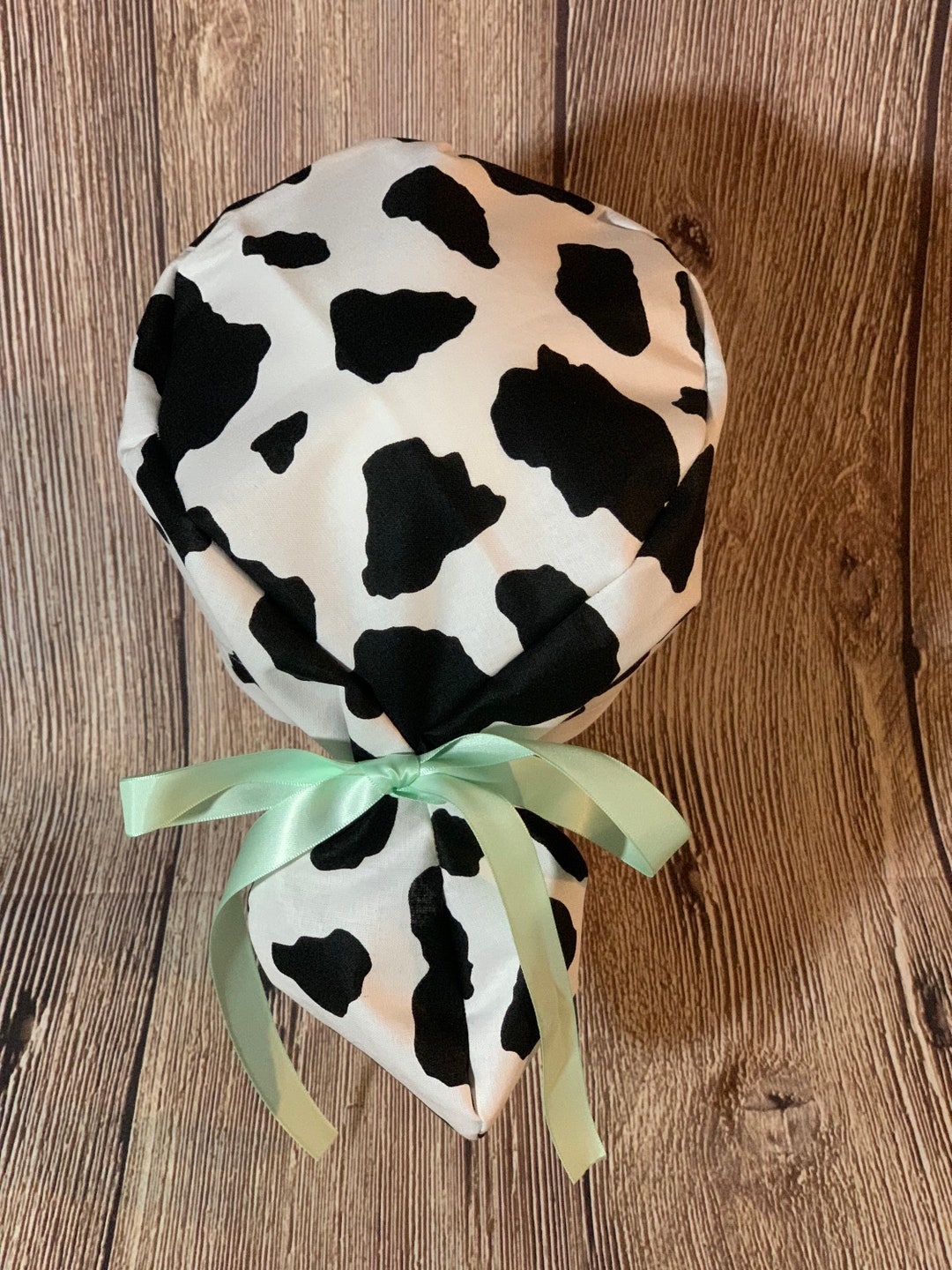 Adjustable Ponytail Women’s Scrub Cap Cow - Tie Back- Surgical Hat ...