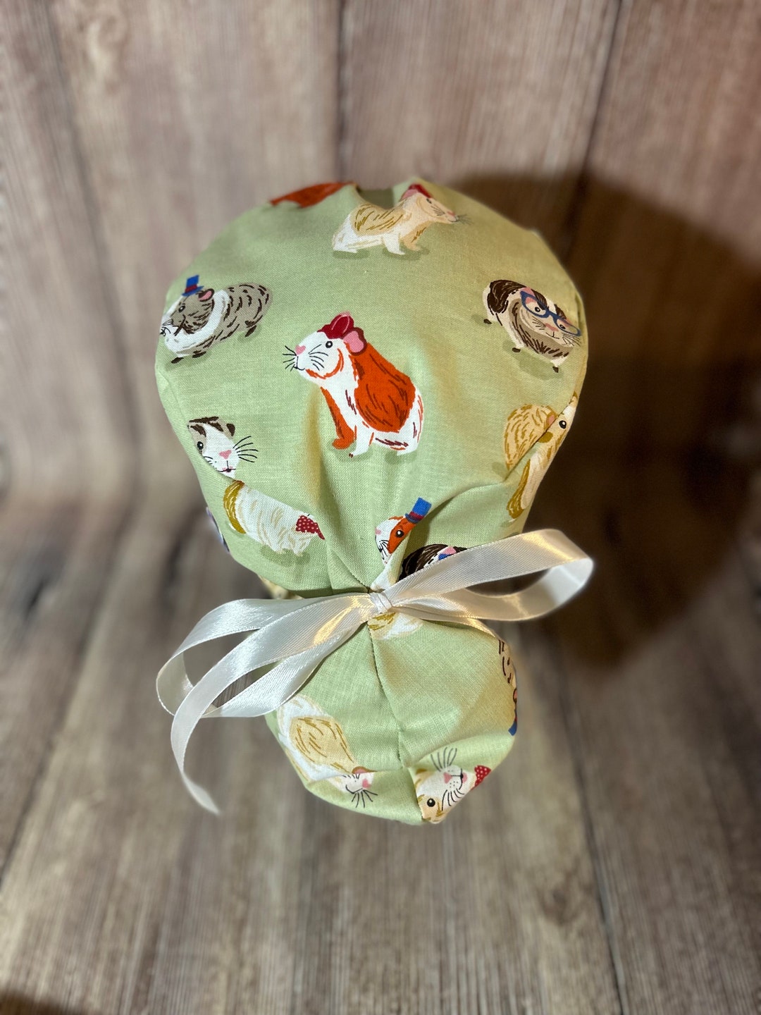 Guinea Pig/ Hamster Ponytail Women’s Scrub Cap Pig - Tie Back- Surgical ...