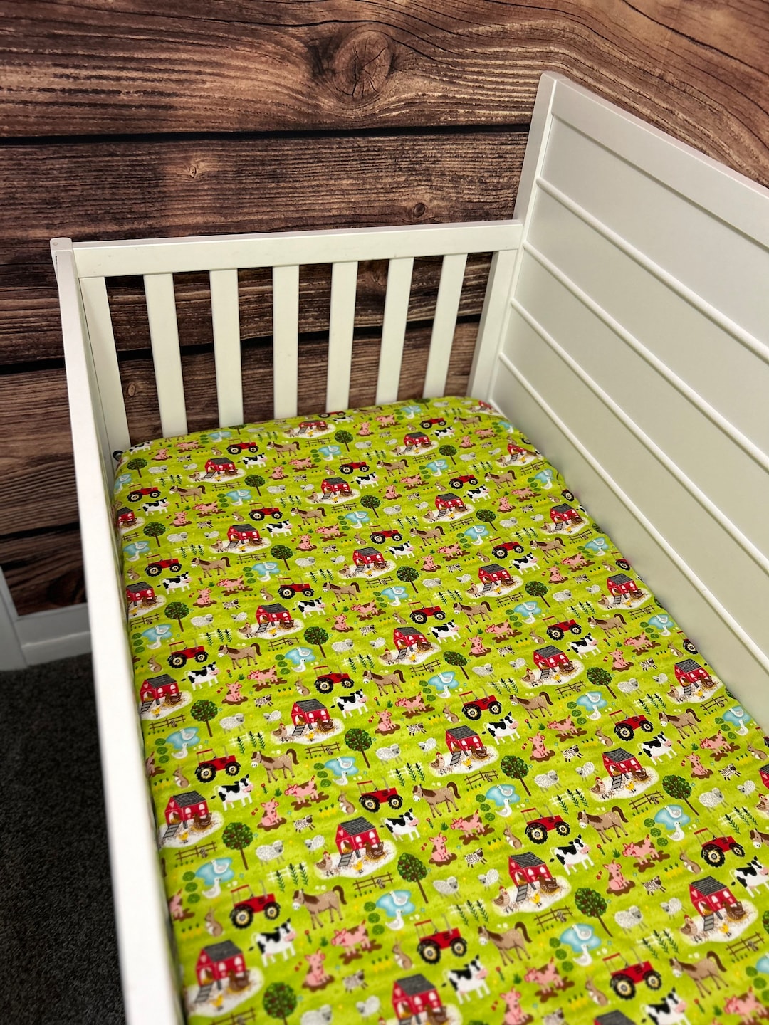 Flannel Farm Crib Sheet- Cot- Baby- Nursery- Pack and Play- Funny- Gift ...