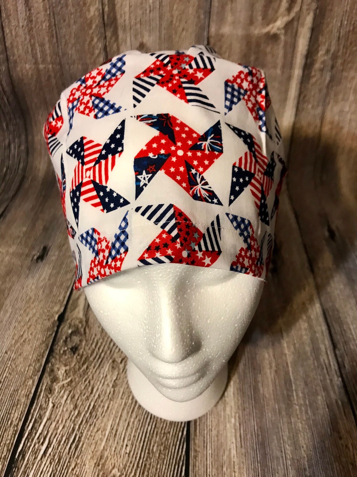 Adjustable Ponytail Womens Scrub Cap Patriotic Pinwheel Tie - Etsy