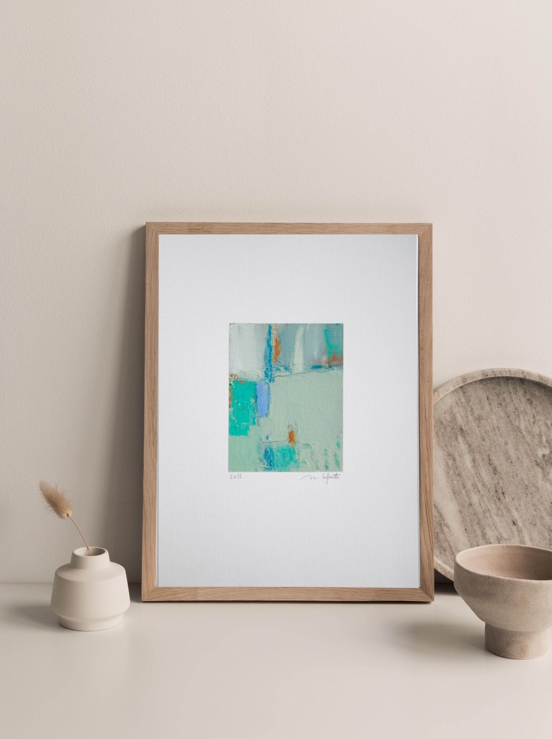 Turquoise Abstract Art, Turquoise Wall Art, Small Original Abstract ...