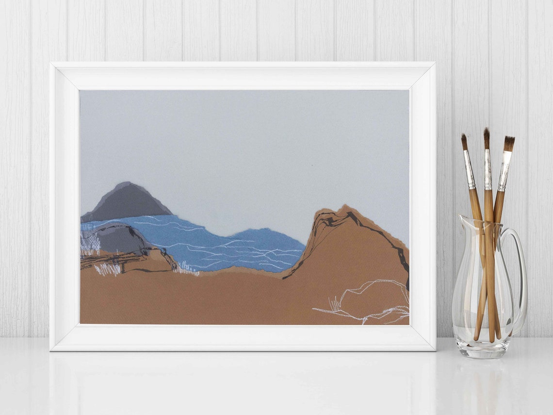 Contemporary Art on Paper, Living Room Wall Art, Modern Collage Art ...
