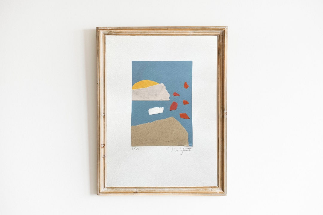 Blue Abstract Collage Art: Modern Seascape, 8x11 Paper Collage - Etsy