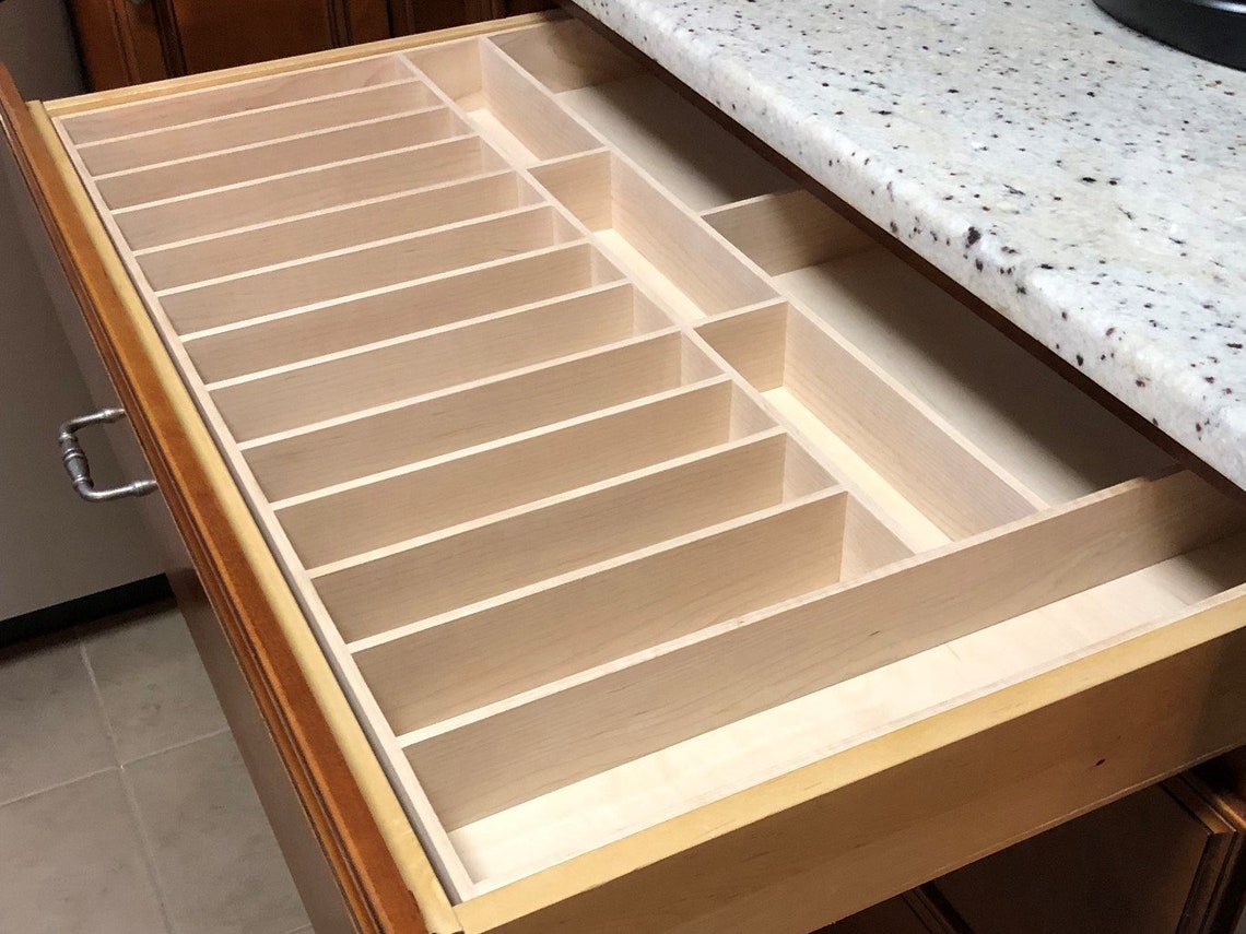 Custom Silverware Drawer Organizer Maple - Etsy