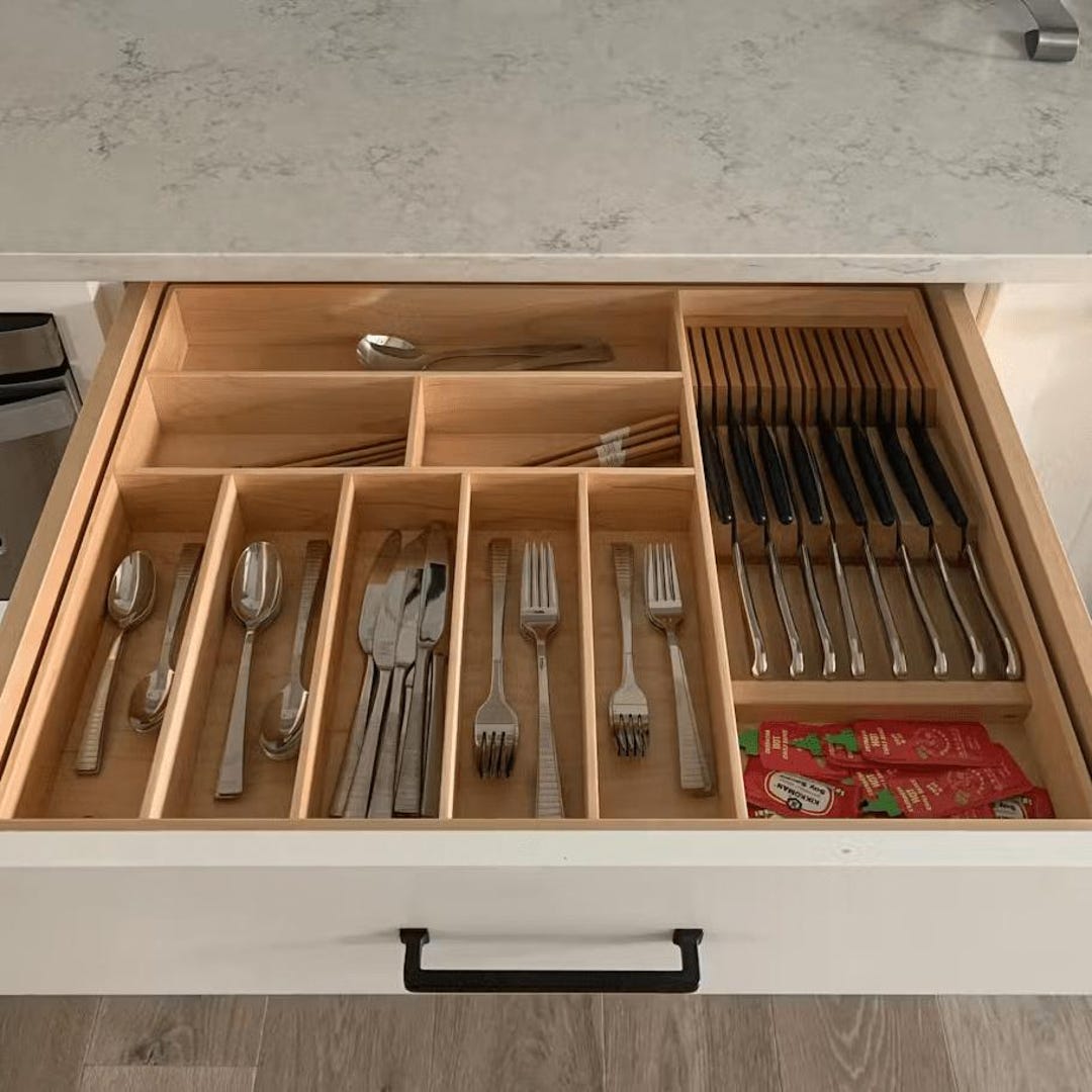Custom Knife Block Drawer Organizer, Maple - Etsy