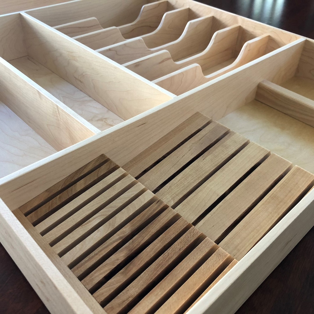 Custom Small Knife Block Drawer Organizer, Maple - Etsy