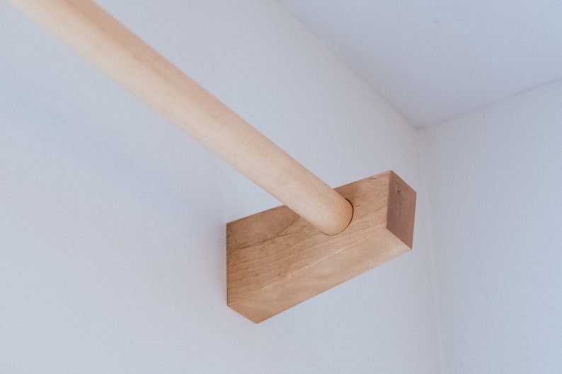 Minimalist Wooden Curtain Rod and Supports With Invisible - Etsy