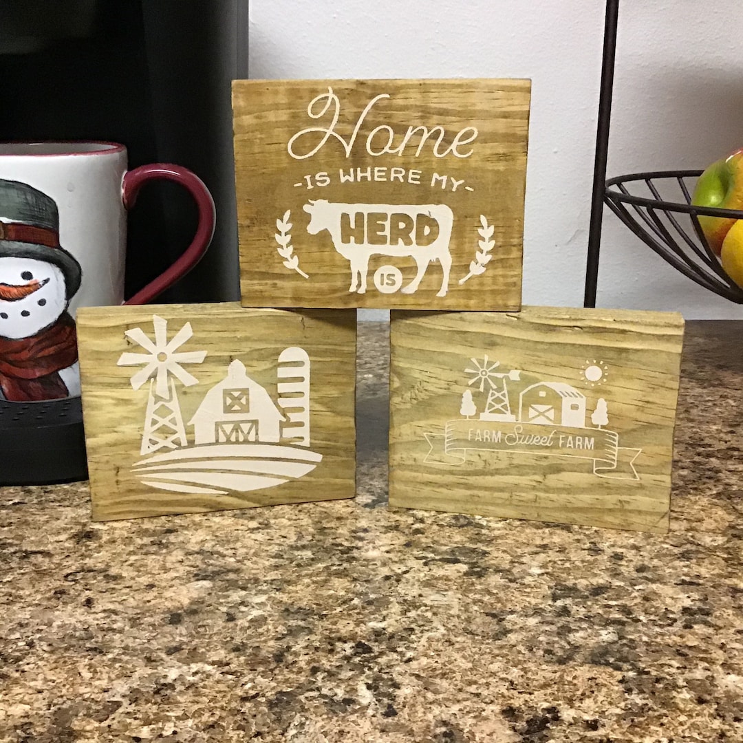 Wooden Farmhouse Shelf Sitters Reversible Home Decor Home - Etsy