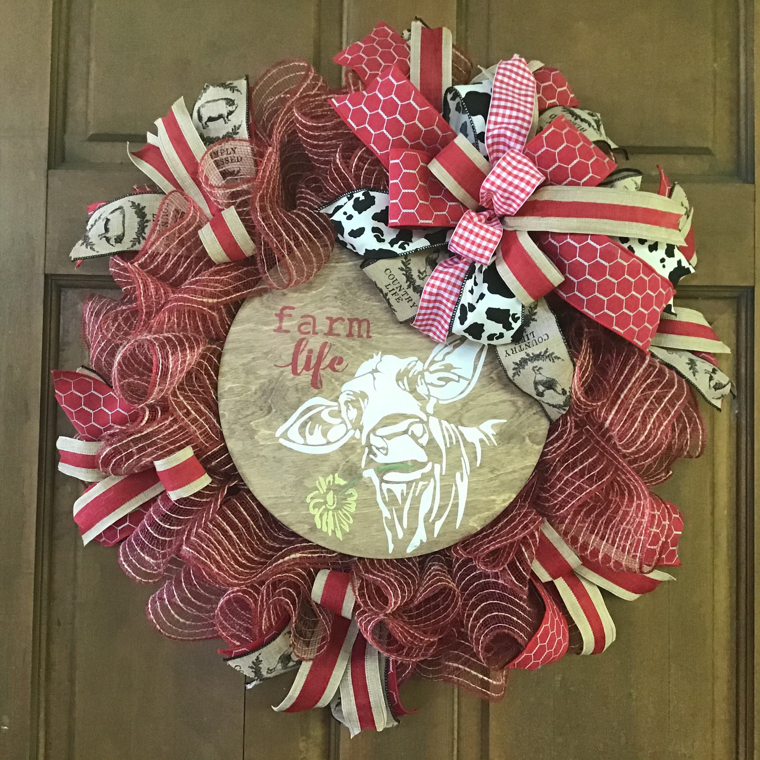 Rustic Farmhouse Cow Wreath for Front Door Country Decorfarm | Etsy