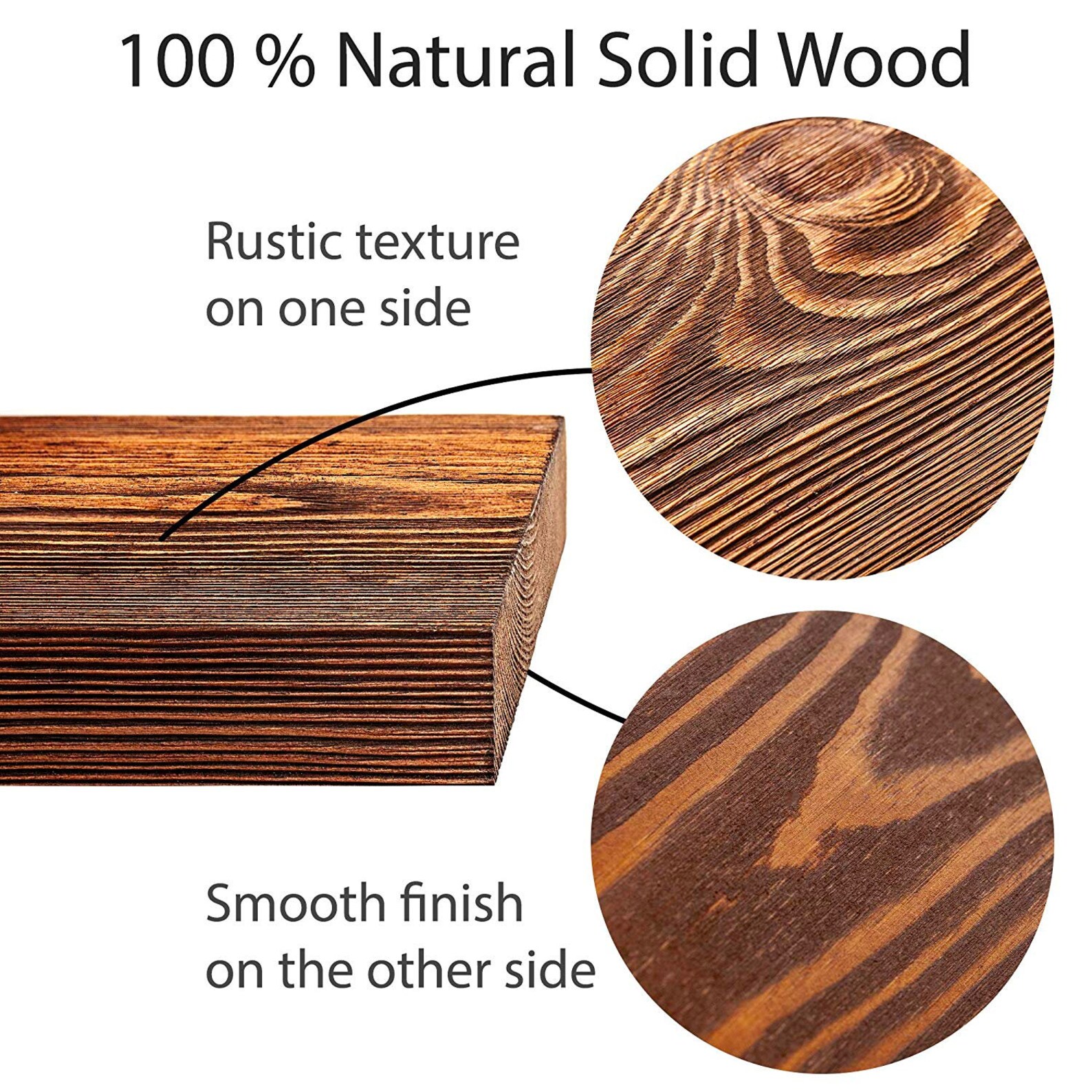 Wood Floating Shelves Set - Handcrafted Rustic Pine Wall Mounted Smooth ...