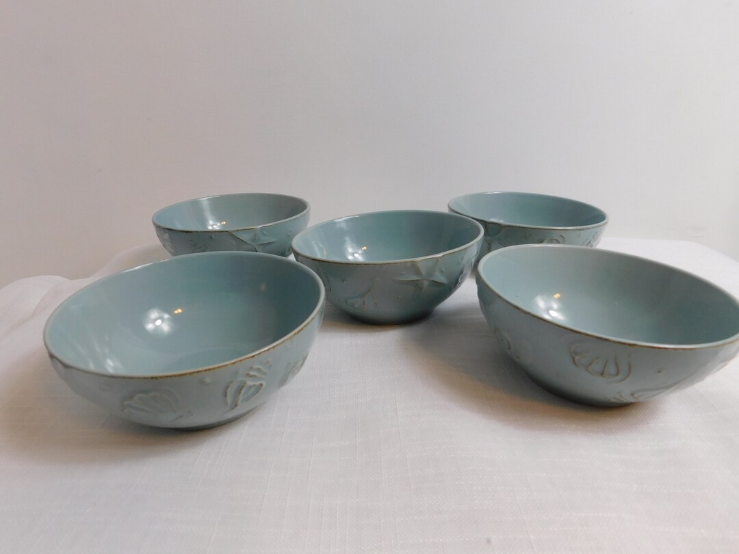 F6 Thomson Pottery Cape Cod Rustic Blue Soup / Cereal Bowls Lot of 5 - Etsy
