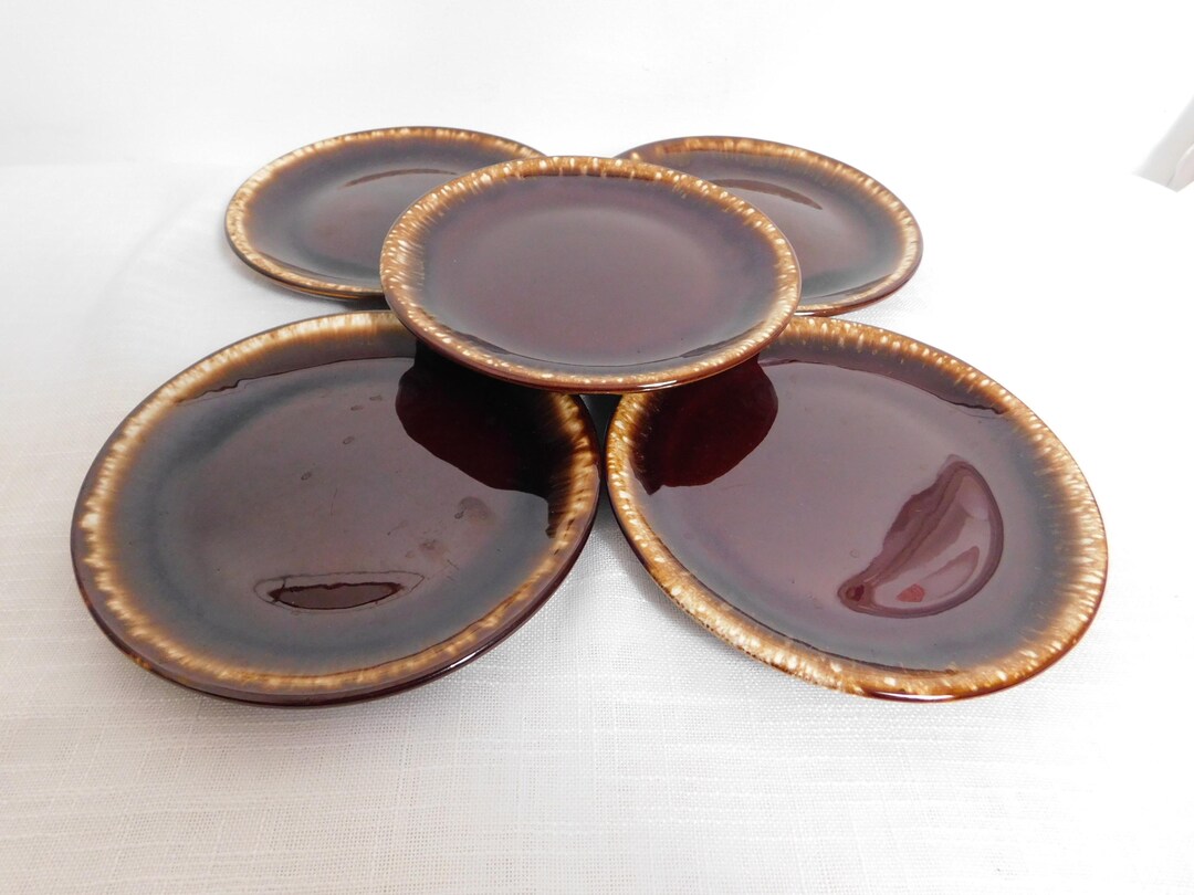 L6 Nelson Mccoy Pottery USA Brown Drip Salad Plates Lot of 5 - Etsy