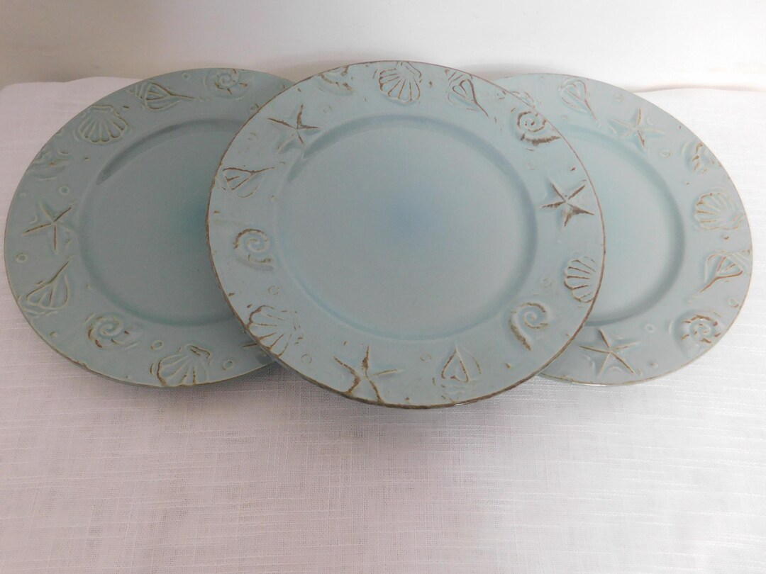L6 Thomson Pottery Cape Cod Rustic Blue Dinner Plates Lot of 3 - Etsy