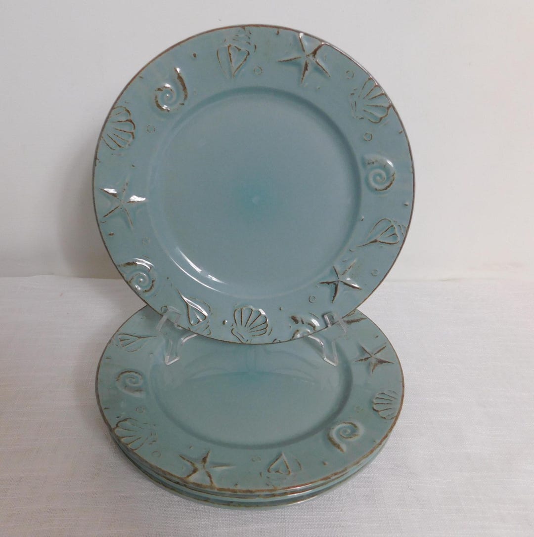 L6 - Thomson Pottery Cape Cod Rustic Blue Dinner Plates Lot of 4 - Etsy