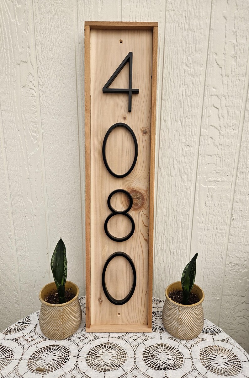 Custom House Number Address Sign Framed Cedar Modern Metal Numbers - Etsy