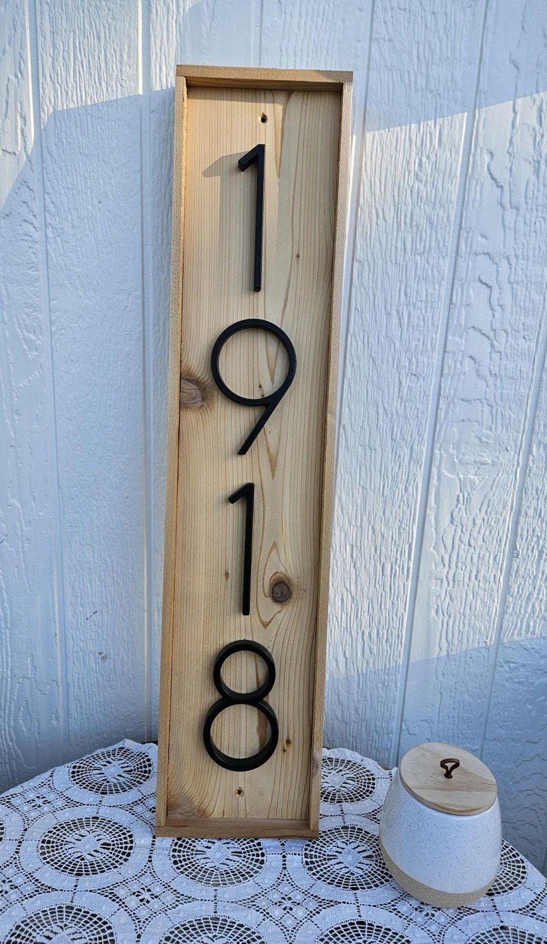 Custom House Number Address Sign Framed Cedar Modern Metal Numbers - Etsy