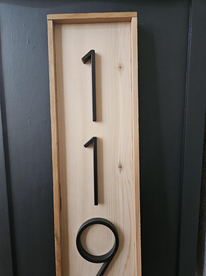 Custom House Number Address Sign Framed Cedar Modern Metal Numbers - Etsy
