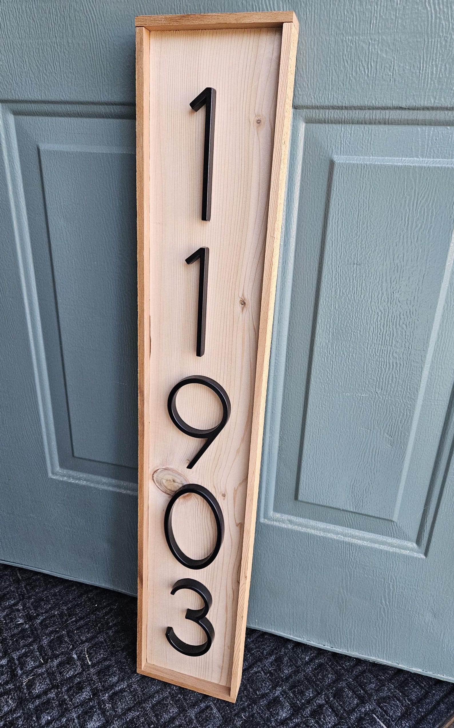 Custom House Number Address Sign Framed Cedar Modern Metal Numbers - Etsy