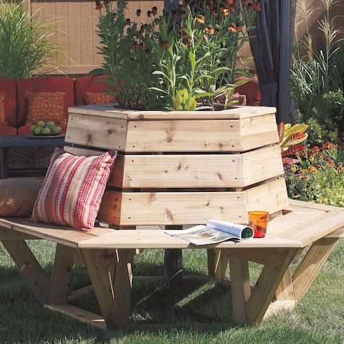 Octagon Tree Bench Plans digital Format Outdoor Furniture | Etsy