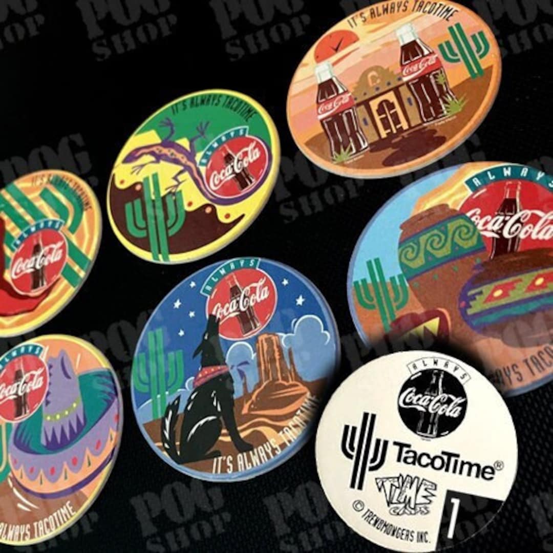 POGS Full Set 6/6 Taco Time - Coca Cola TIME Caps - Super Ultra Rare ...