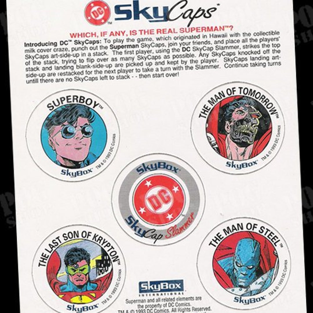 POGS 1993 Full Set SUPERMAN DC Comics Skycaps From Skybox - Visit Pog ...
