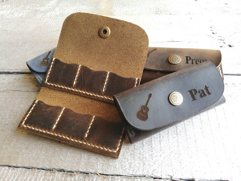 Leather Guitar Pick Holder Guitar Pick Case 6 9 Slots - Etsy