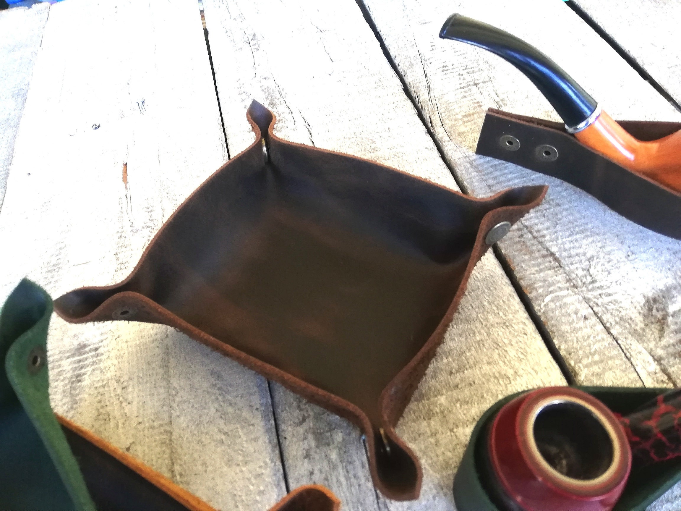 Leather Tobacco Tray and Pipe Stand Personalized Distressed - Etsy