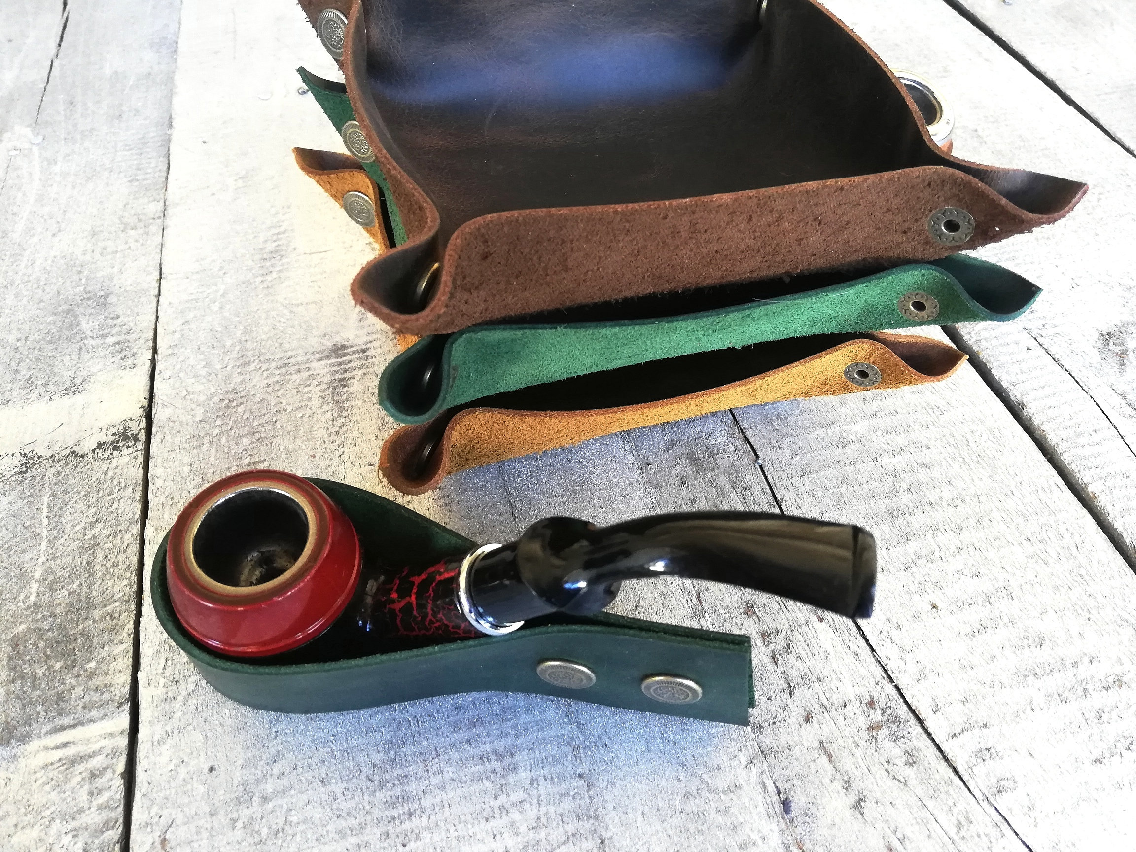 Leather Tobacco Tray and Pipe Stand Personalized Distressed - Etsy