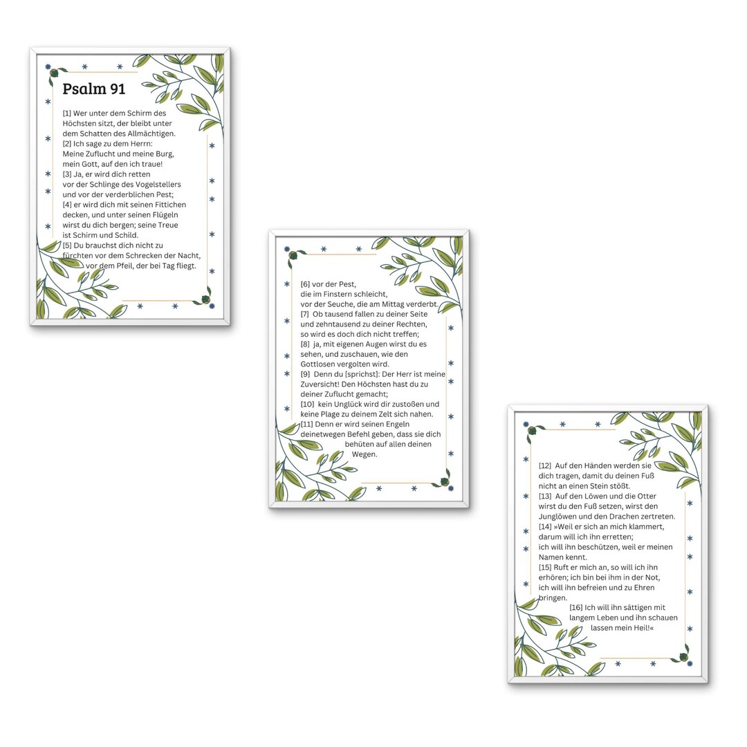 Poster Psalm 91 Digital Download Instant PDF on 3 Pages Sayings Home ...