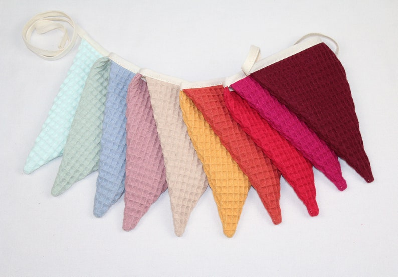 Bunting for Children's Room, Fabric Garland Made of Waffle Pique - Etsy