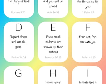 Abc's A-Z Bible Memory Verse Cards to Print and Cut Out, Digital ...