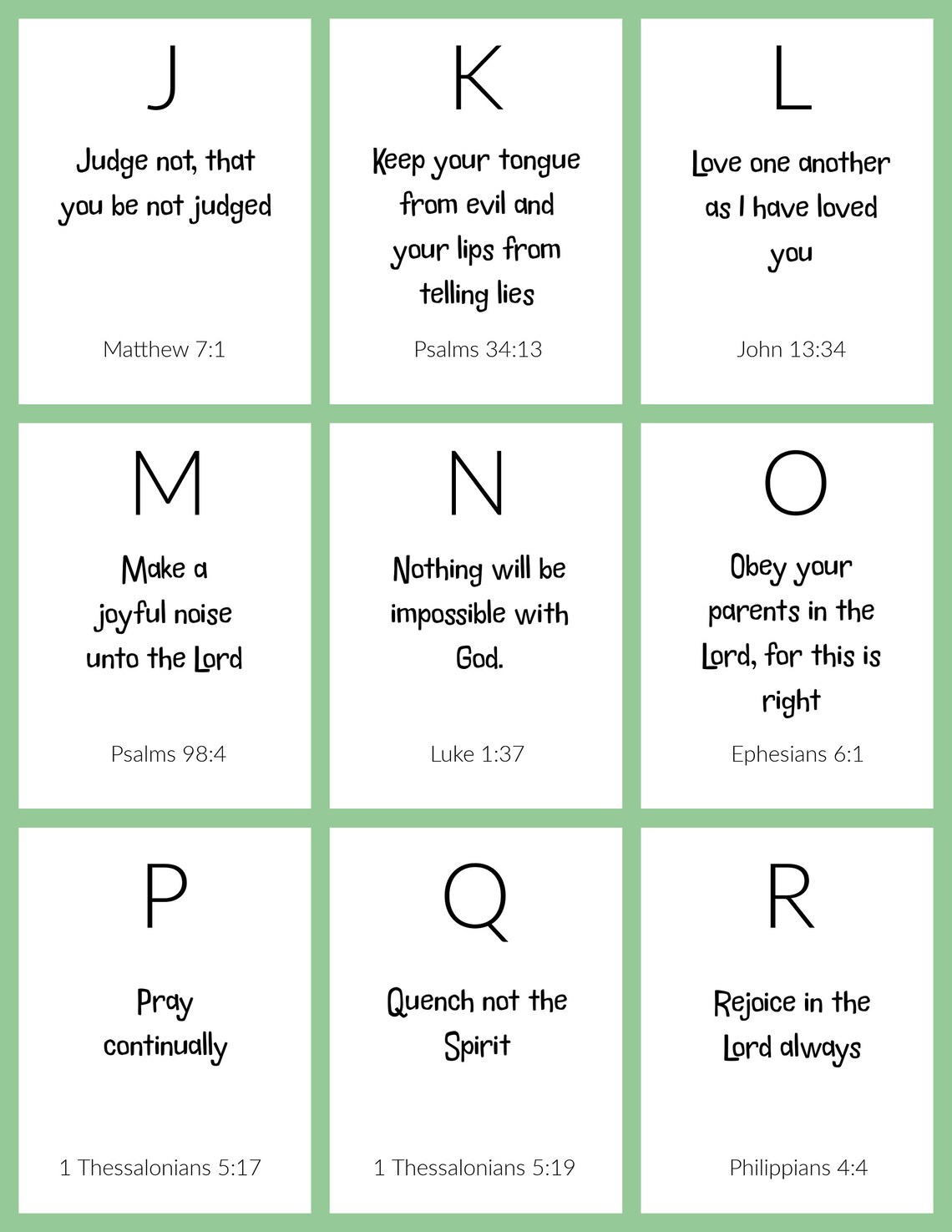 Abc's A-Z Bible Memory Verse Cards to Print and Cut Out, Digital ...