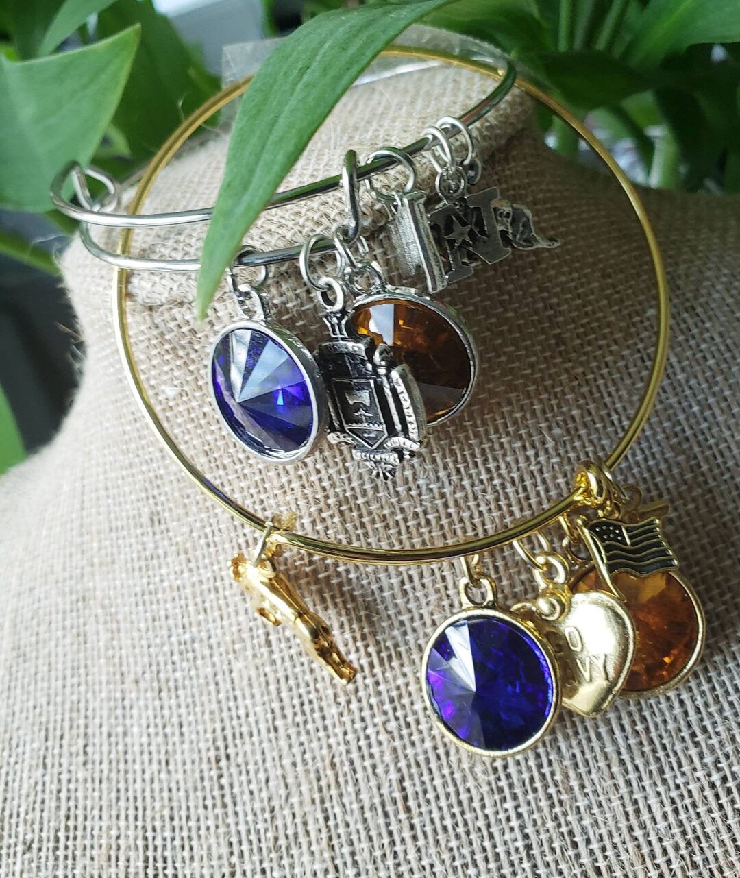 Blue and Gold Crystal Spirit Bracelet With Varied Navy Charms - Etsy