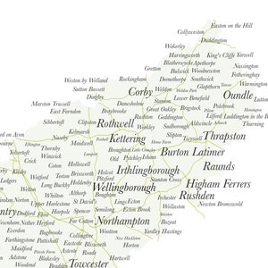 Northamptonshire County Map // Framed Map of Northamptonshire ...